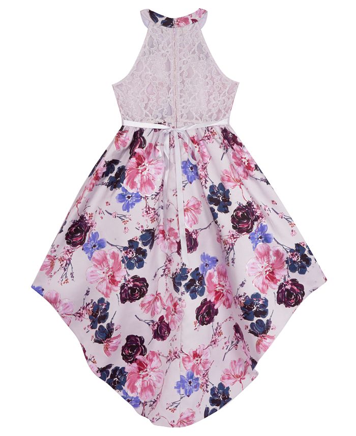 Rare Editions Big Girls Foil Mikado Dress with Lace Illusion Back ...