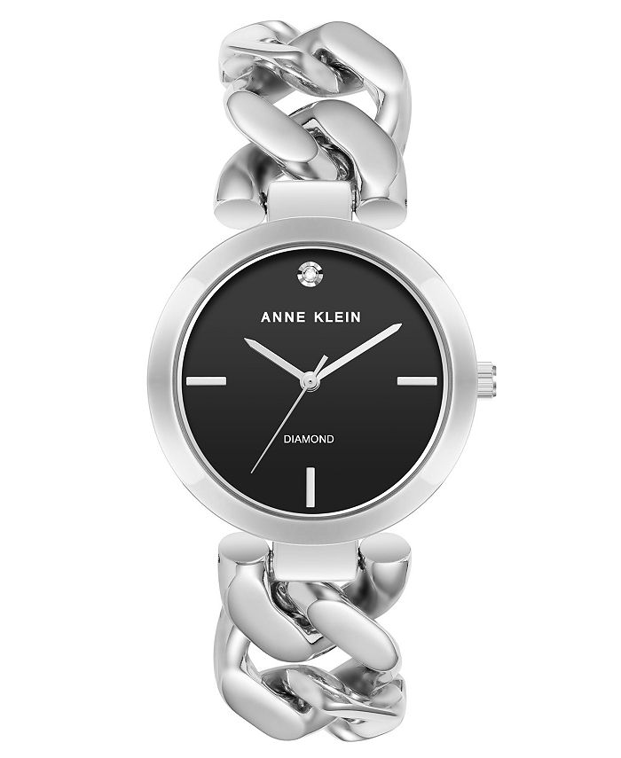 Anne Klein Women's Silver-Tone Base Metal Open Link Chain Watch, 34mm ...