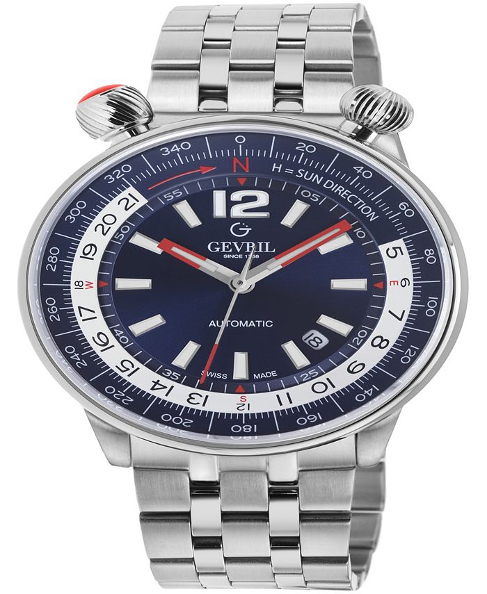 Gevril Men's Wallabout Swiss Automatic Italian Blue Stainless Steel ...