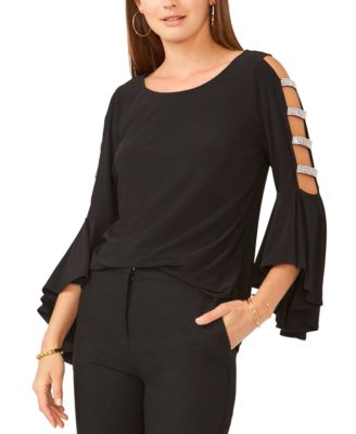 MSK Petite Ladder-Trim Bell-Sleeve Top - Macy's