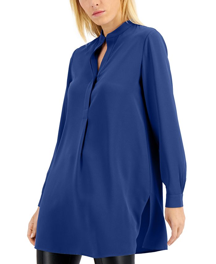 Anne Klein Women's Solid Nehru Tunic Top - Macy's