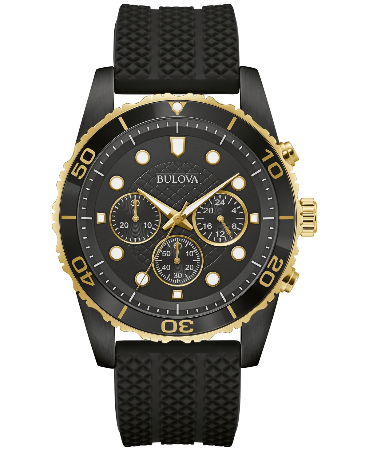 Click here for Bulova Mens Chronograph Classic Black Silicone Str... prices