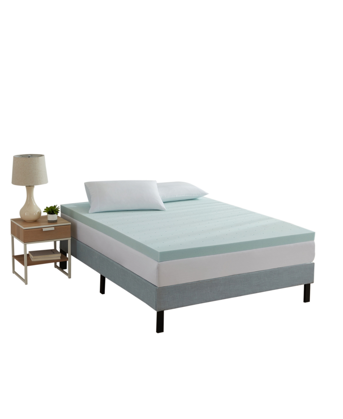 Nestl Gel Infused Mattress Topper Ventilated Design Memory Foam 2 Mattress Pad  Full - Ice Blue