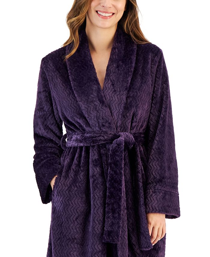Charter Club Petite Women's Plush Zig Zag Wrap Robe, Created for Macy's ...