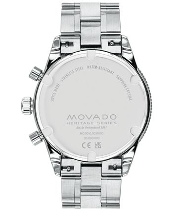 Movado Men's Heritage Silver-Tone Stainless Steel Bracelet Watch 42mm ...
