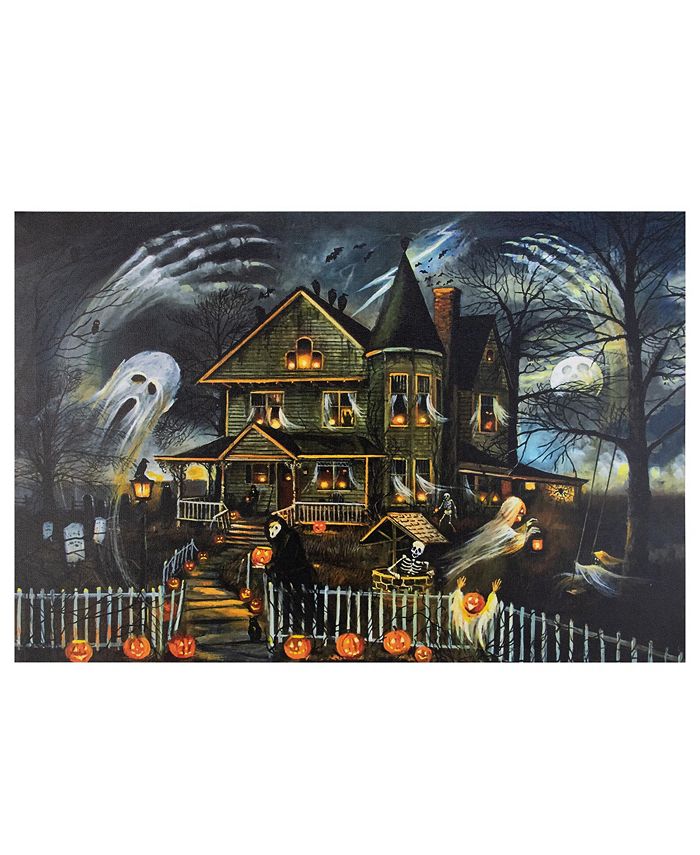 Northlight LED Lighted Creepy Haunted House Halloween Canvas Wall Art ...