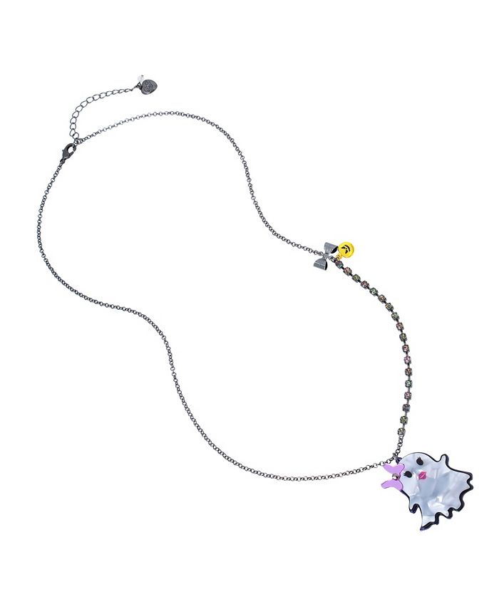 Betsey Johnson Faux Stone Ghost Pendant Necklace - Macy's