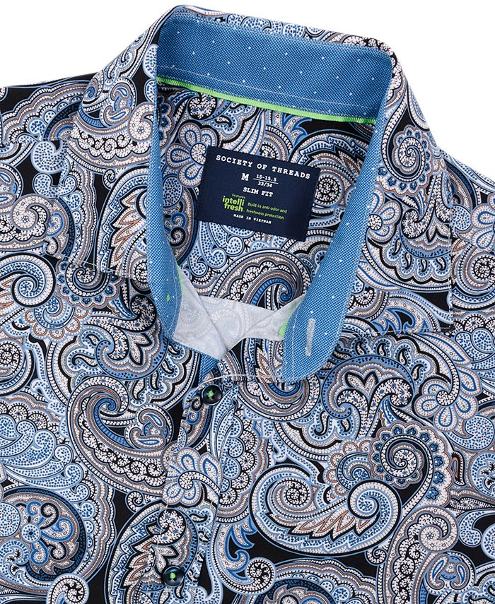 Society of Threads Men's Slim Fit Non-Iron Paisley-Print Performance ...