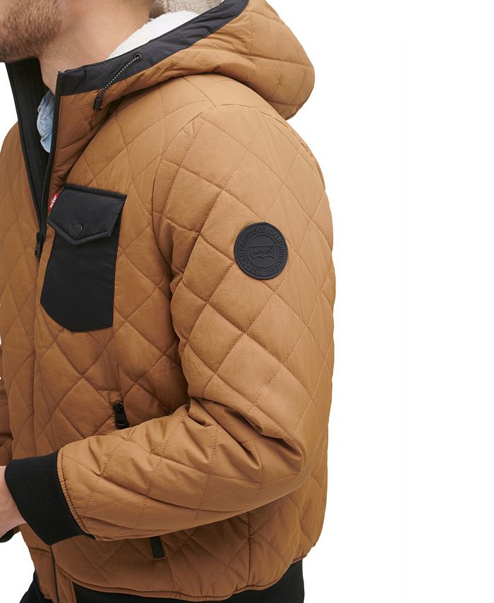 Levi's Men's Diamond Quilted Faux Sherpa Lined Jacket & Reviews - Coats ...
