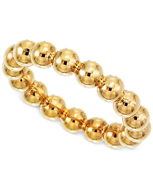 Italian Gold Signature Gold™ Beaded Ring in 14k Gold over Resin ...