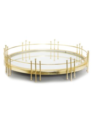 Classic Touch Round Mirror Tray with Symmetrical Design - Macy's