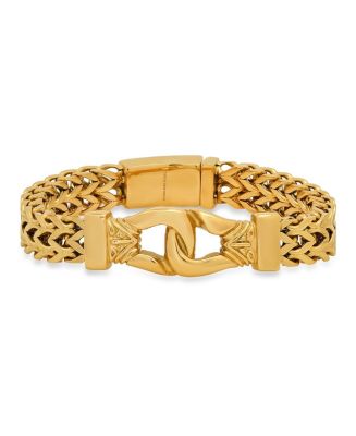 STEELTIME Double Row Wheat Chain Accent Buckle Bracelet - Macy's