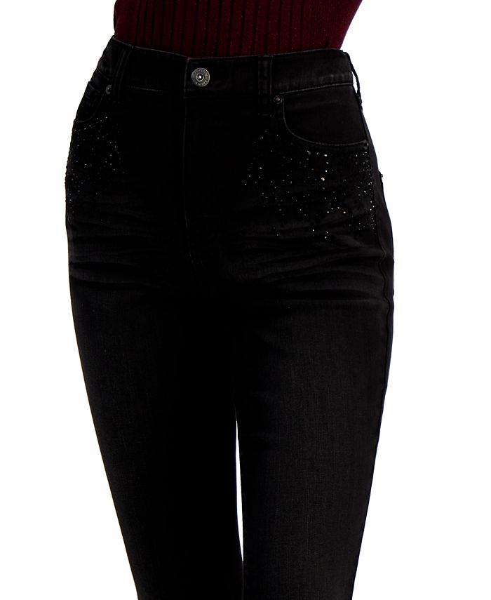 INC International Concepts Women's High-Rise Rhinestone Skinny Jeans ...