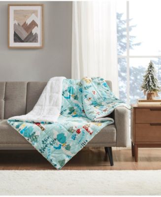 Premier Comfort Let It Snow Reversible Sherpa Filled Throw, 50" x 60 ...