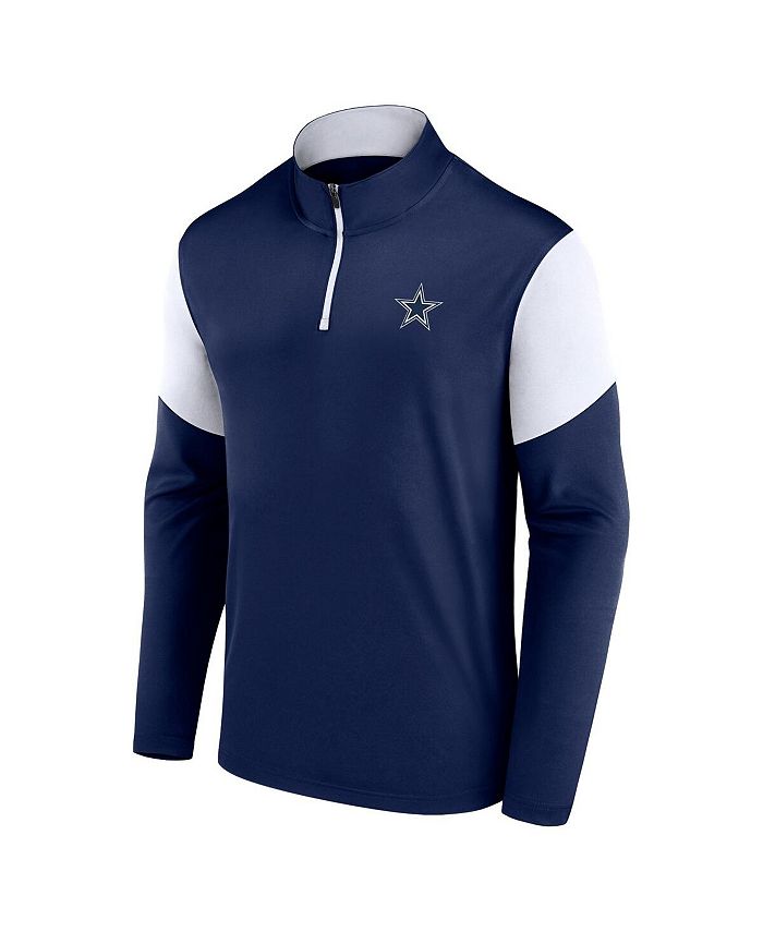 Majestic Men's Navy and White Dallas Cowboys Primary Logo Quarter-Zip ...