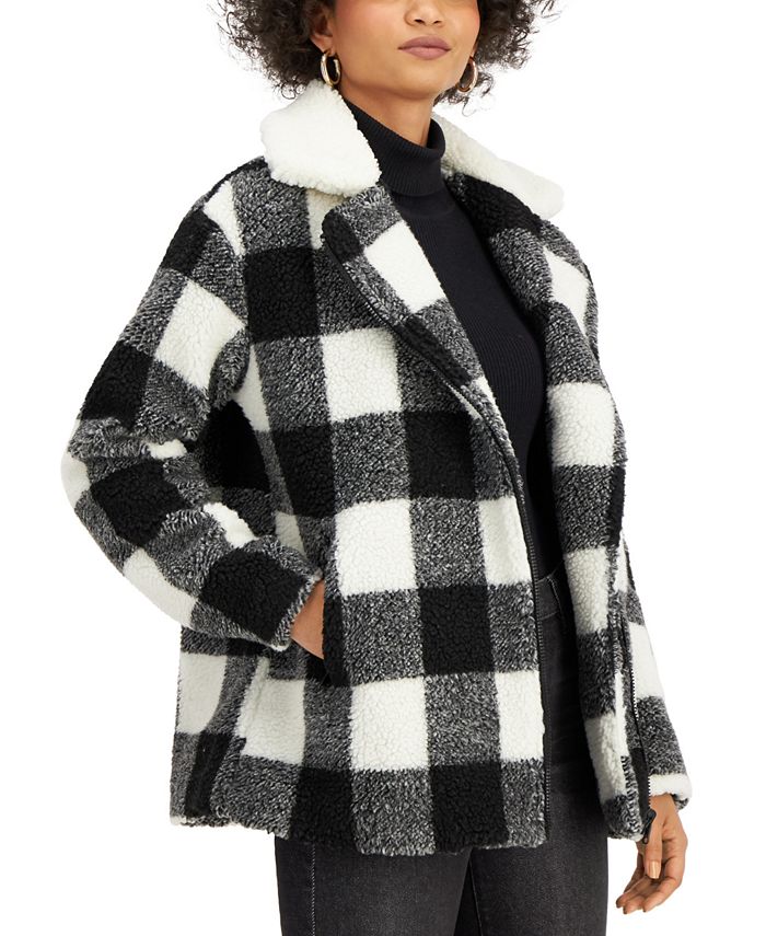 Sebby Juniors' Reversible Plaid Fleece Teddy Coat, Created for Macy's ...