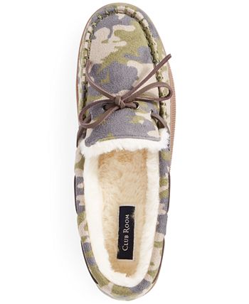 Macy's Club Room Men's Camouflage Moccasin Slippers with Faux-Fur ...