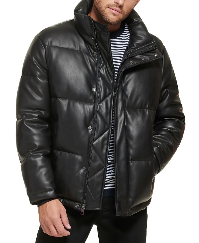 Calvin Klein Men's Faux Leather Classic Puffer Jacket - Macy's