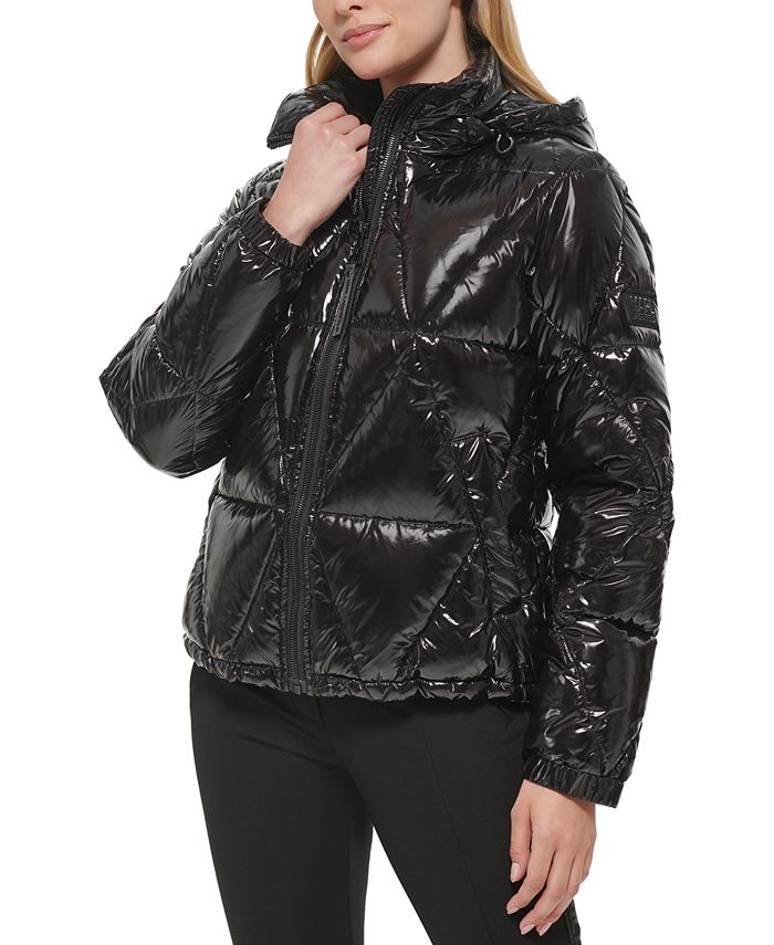 KARL LAGERFELD PARIS Women's Hooded Down Puffer Coat - Macy's