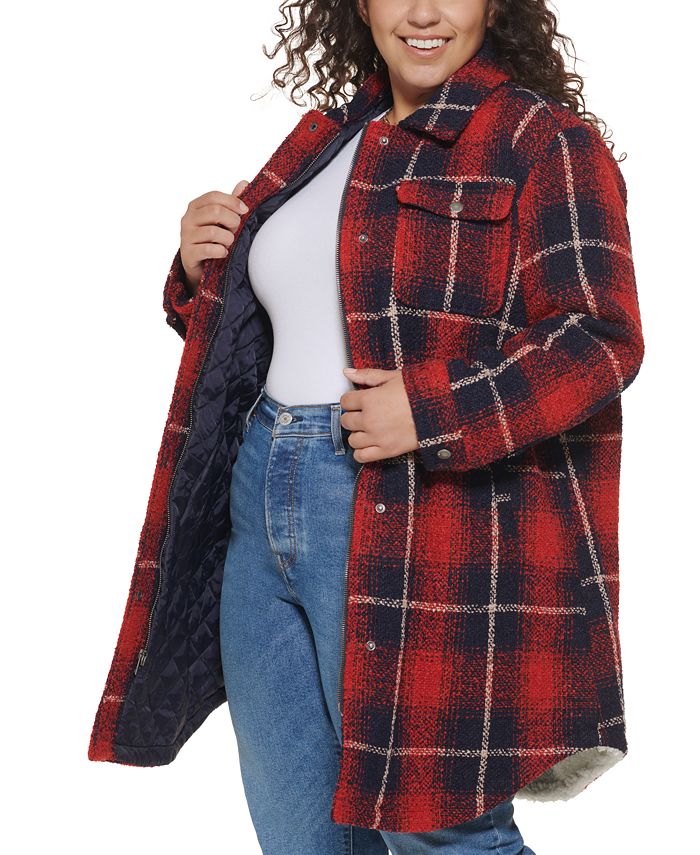 Levi's Plus Size Plaid Fleece-Lined Shirt Jacket, Created for Macy's ...