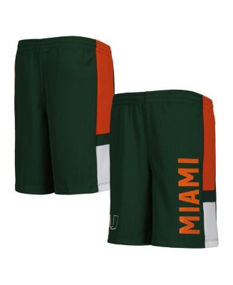 Big Boys Green Miami Hurricanes Lateral Mesh Performance Shorts - Macy's