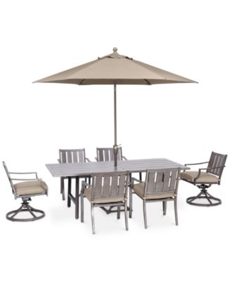 Wayland Outdoor Aluminum 7-Pc. Dining Set (84" x 42" Rectangle Dining ...