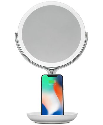 Sharper Image SpaStudio Vanity 8-inch Mirror with Built-In Qi Wireless ...