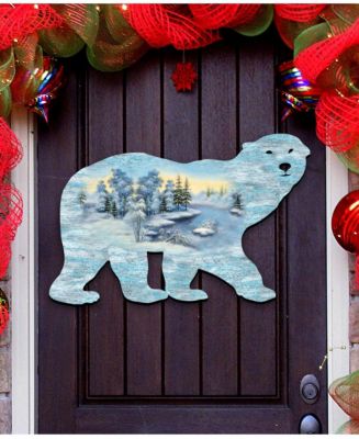 Designocracy Polar Bear Vintage-Like Wildlife Holiday Door Decor - Macy's