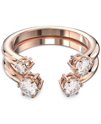 Swarovski Rose Gold Tone 2 Pc. Set Constella Crystal Open Rings Macy s