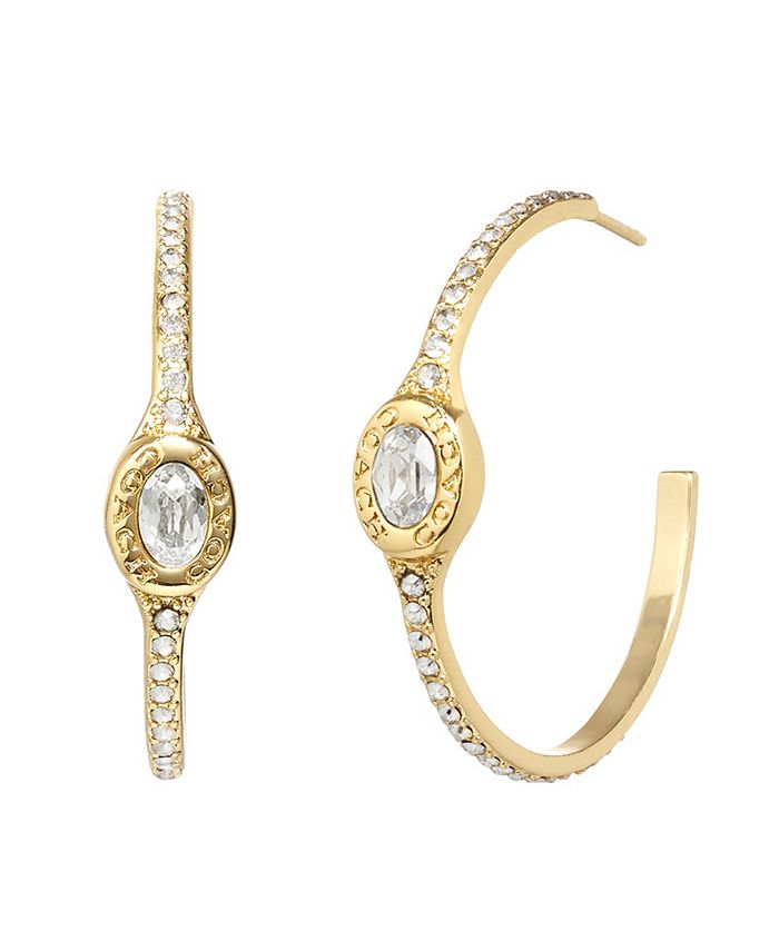 COACH Signature Crystal Stone Pave Hoop Earrings - Macy's