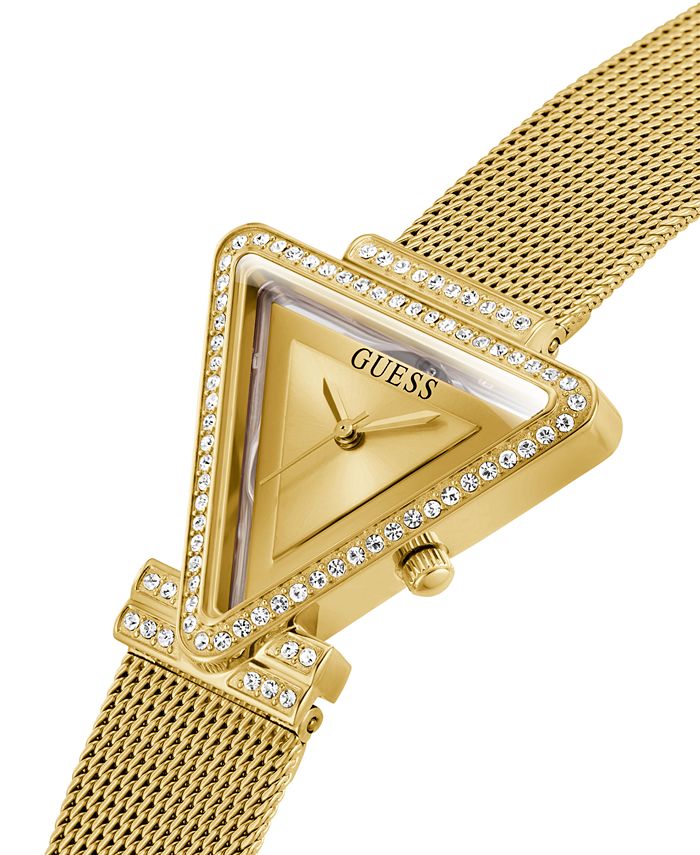 GUESS Women's Gold-Tone Glitz Stainless Steel, Mesh Bracelet Watch ...