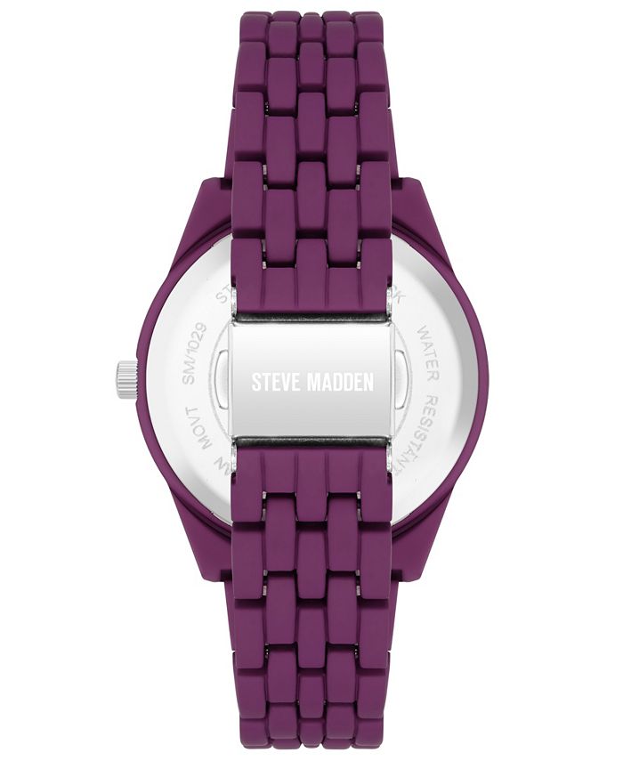 Steve Madden Women's Analog Matte Purple Alloy Link Bracelet Watch ...