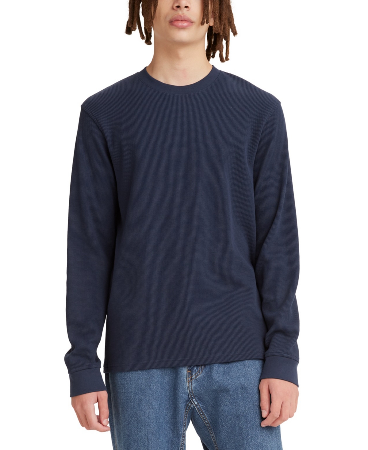 Levis Mens Waffle Knit Thermal Long Sleeve T-Shirt - Dress Blues