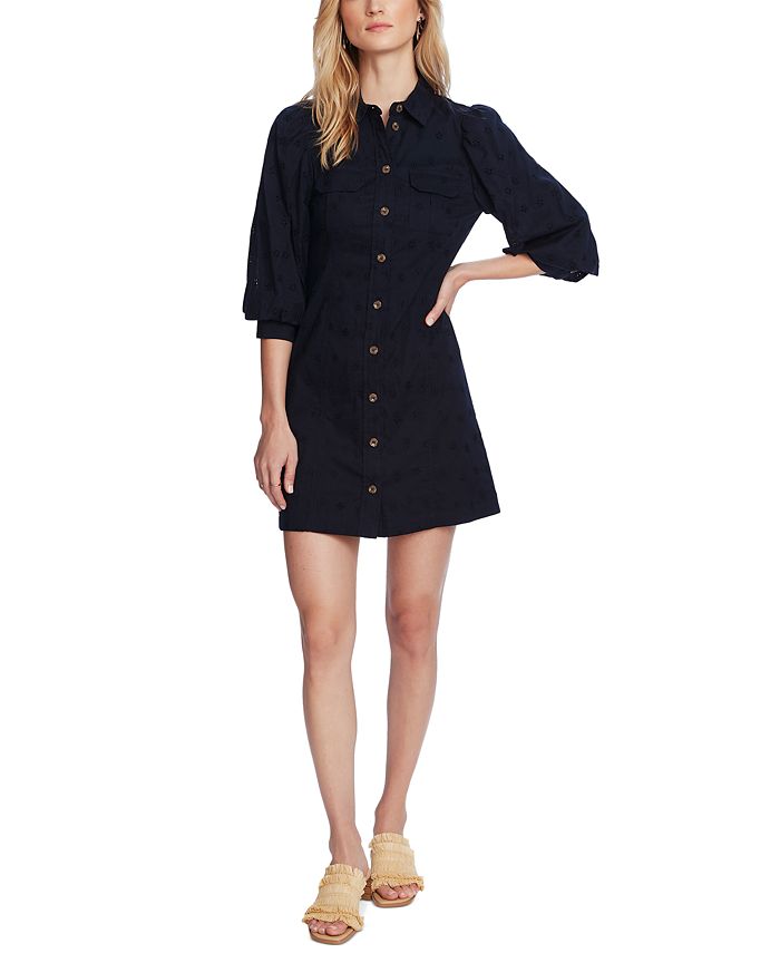Court & Rowe Women's Puff-Sleeve Eyelet Shirtdress - Macy's
