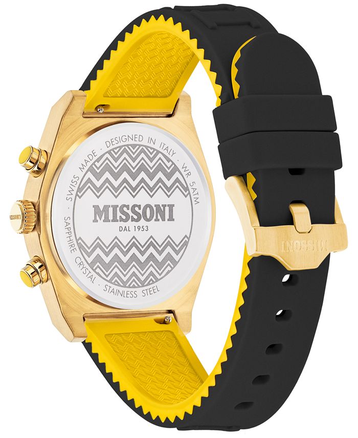 Missoni Women's Swiss Chronograph 331 Black Silicone Strap Watch 38mm ...