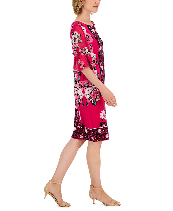 JM Collection Women's Global Bloom Ruffle-Sleeve Dress, Created for ...