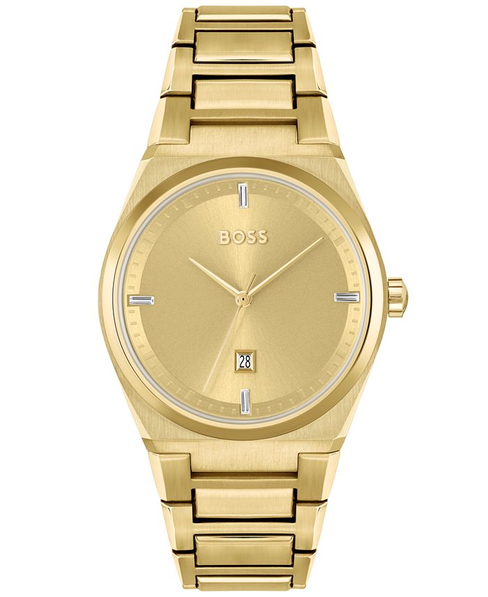 Hugo Boss Women's Steer Ionic Thin Gold-Tone 1 Steel Bracelet Watch ...