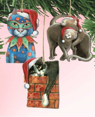 Designocracy Party Cats Holiday Ornaments, Set of 3 - Macy's