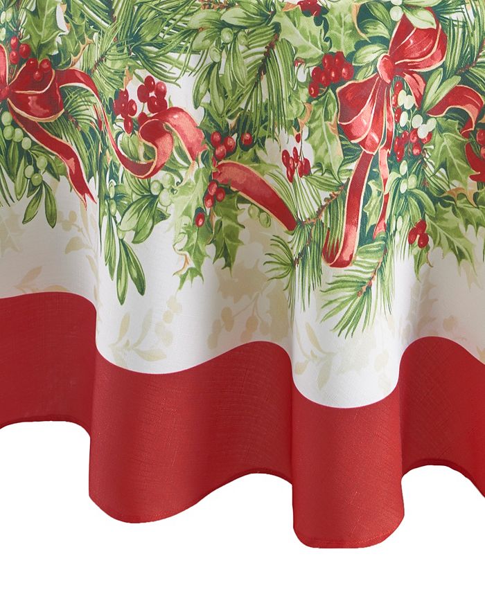 Elrene Holly Traditions Holiday Tablecloth - 60" x 84" oval - Macy's