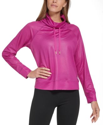 DKNY Sport Women's Honeycomb Mesh Funnel-Neck Sweatshirt - Macy's