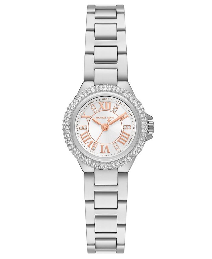Michael Kors Women's Camille Three-Hand Silver-Tone Stainless Steel ...