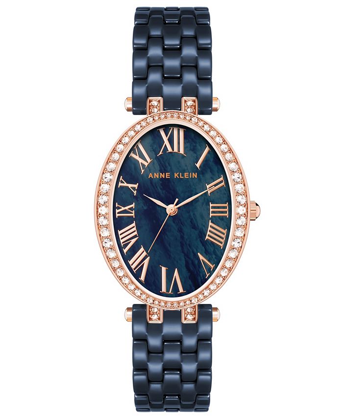 Anne Klein Women's Three-Hand Quartz Navy Ceramic Bracelet Watch, 27mm ...