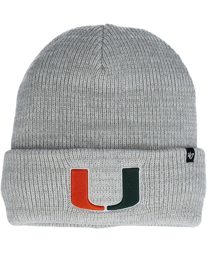 '47 Brand Men's '47 Gray Miami Hurricanes Brain Freeze Cuffed Knit Hat ...