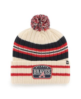'47 Brand Men's Natural Atlanta Braves Home Patch Cuffed Knit Hat with ...