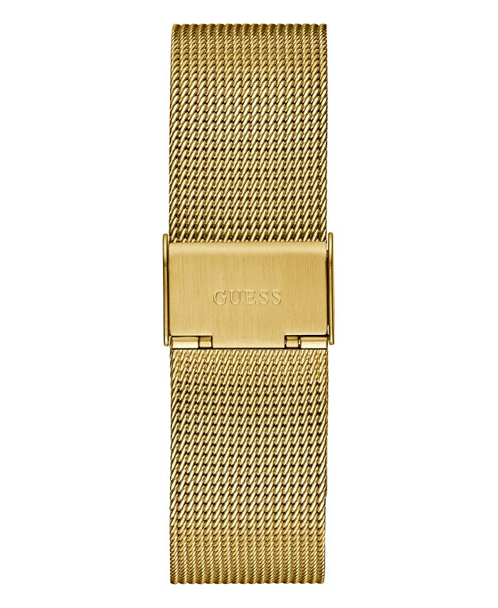 GUESS Men's Gold-Tone Stainless Steel Mesh Bracelet Watch 44mm - Macy's