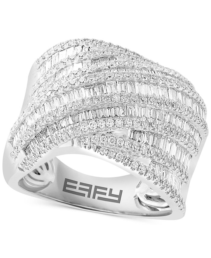 EFFY Collection EFFY® Diamond Round & Baguette Multirow Crossover Ring ...