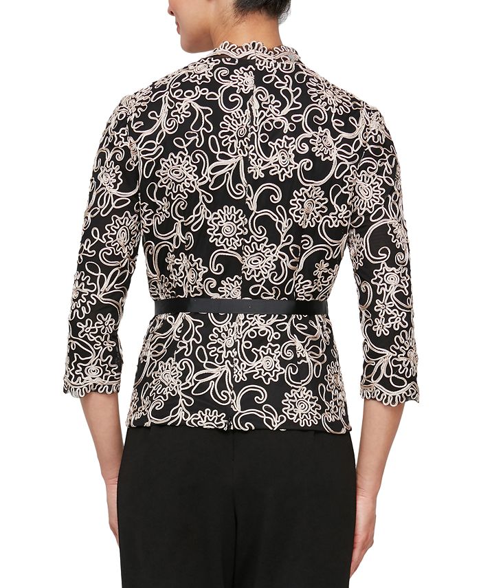 Alex Evenings Women's 3/4-Sleeve Embroidered Blouse - Macy's