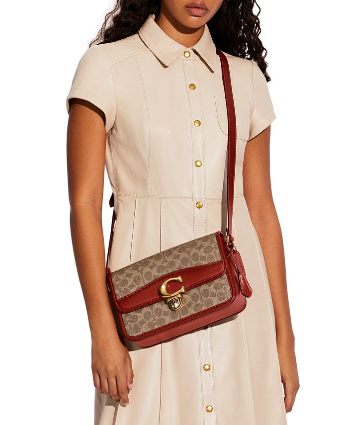 COACH Signature Coated Canvas Studio Shoulder Bag - Macy's