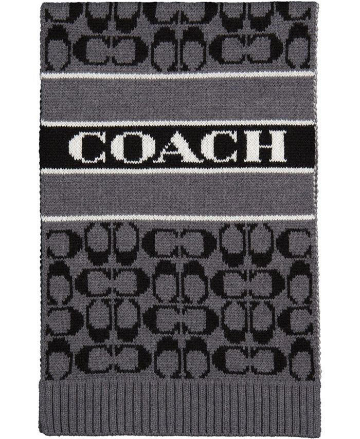 COACH Women's Signature Logo Wool-Blend Rib Knit Scarf & Reviews - Cold ...