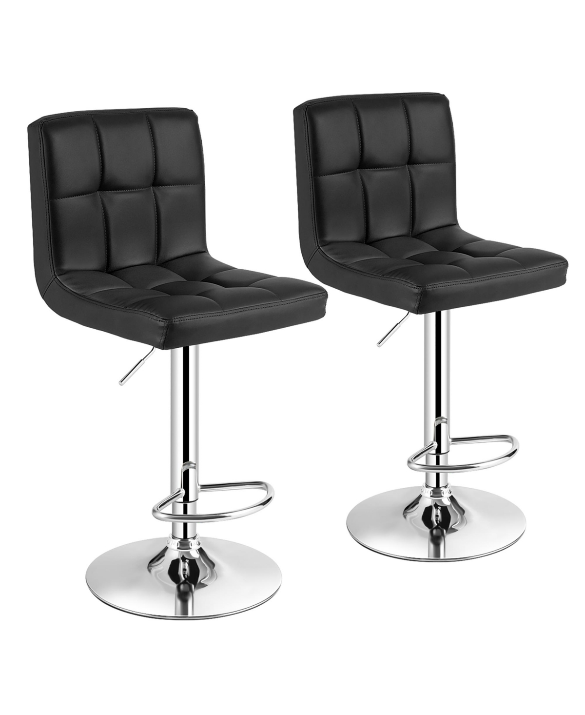 Click here for Set of 2 Adjustable Bar Stools Pu Leather Swivel K... prices